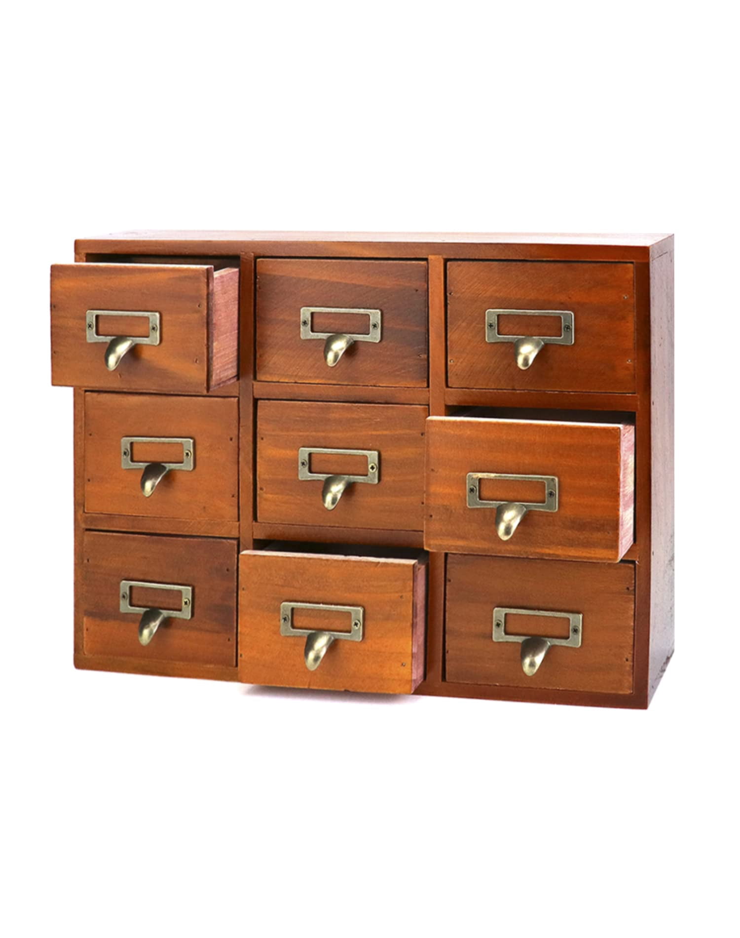 QWORK Desk Drawer Organizer, Wooden Vintage Apothecary Cabinet with 9 ...