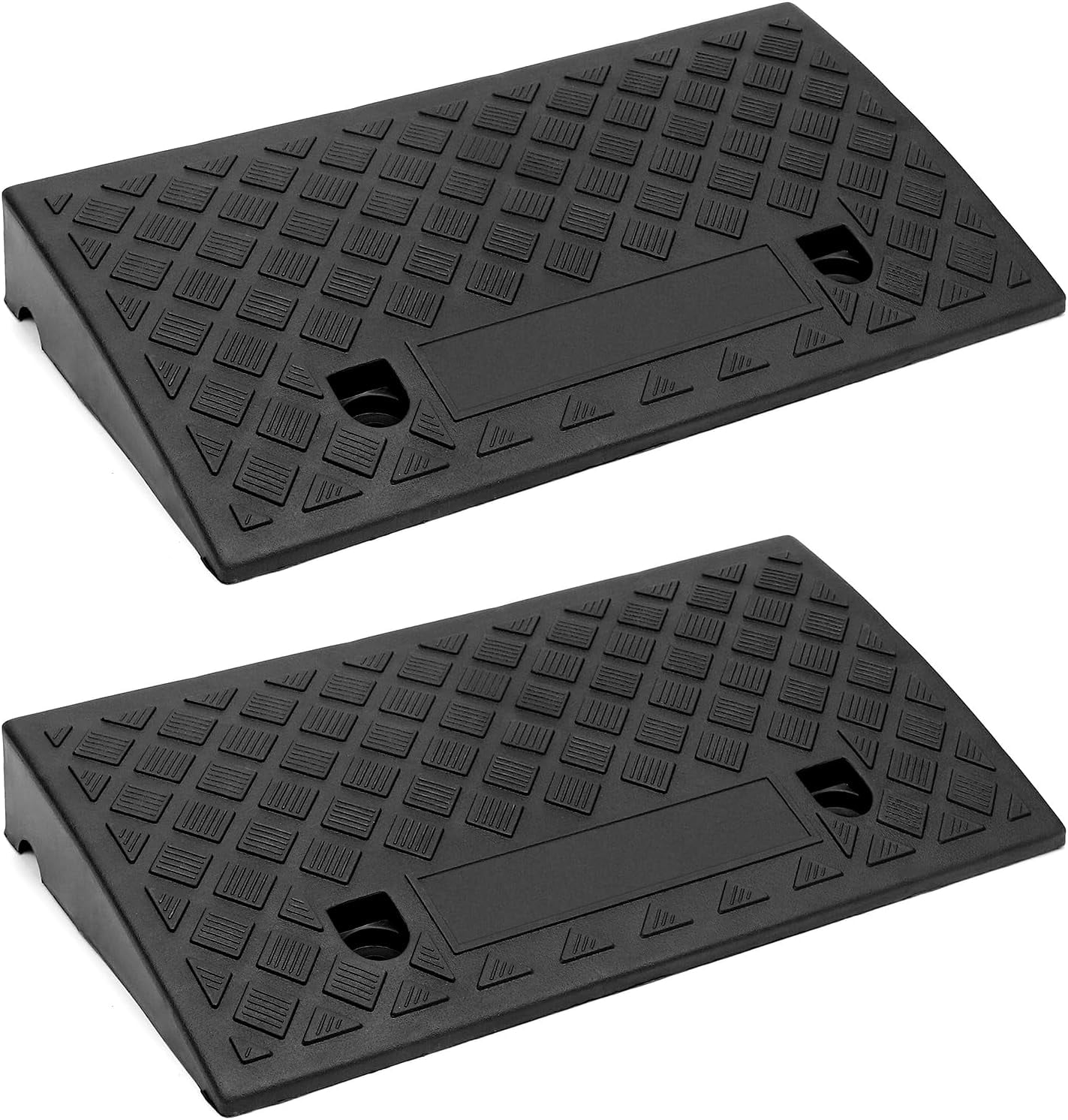 QWORK Heavy-Duty PVC Curb Ramp Set for Wheelchairs, Motorcycles, and ...