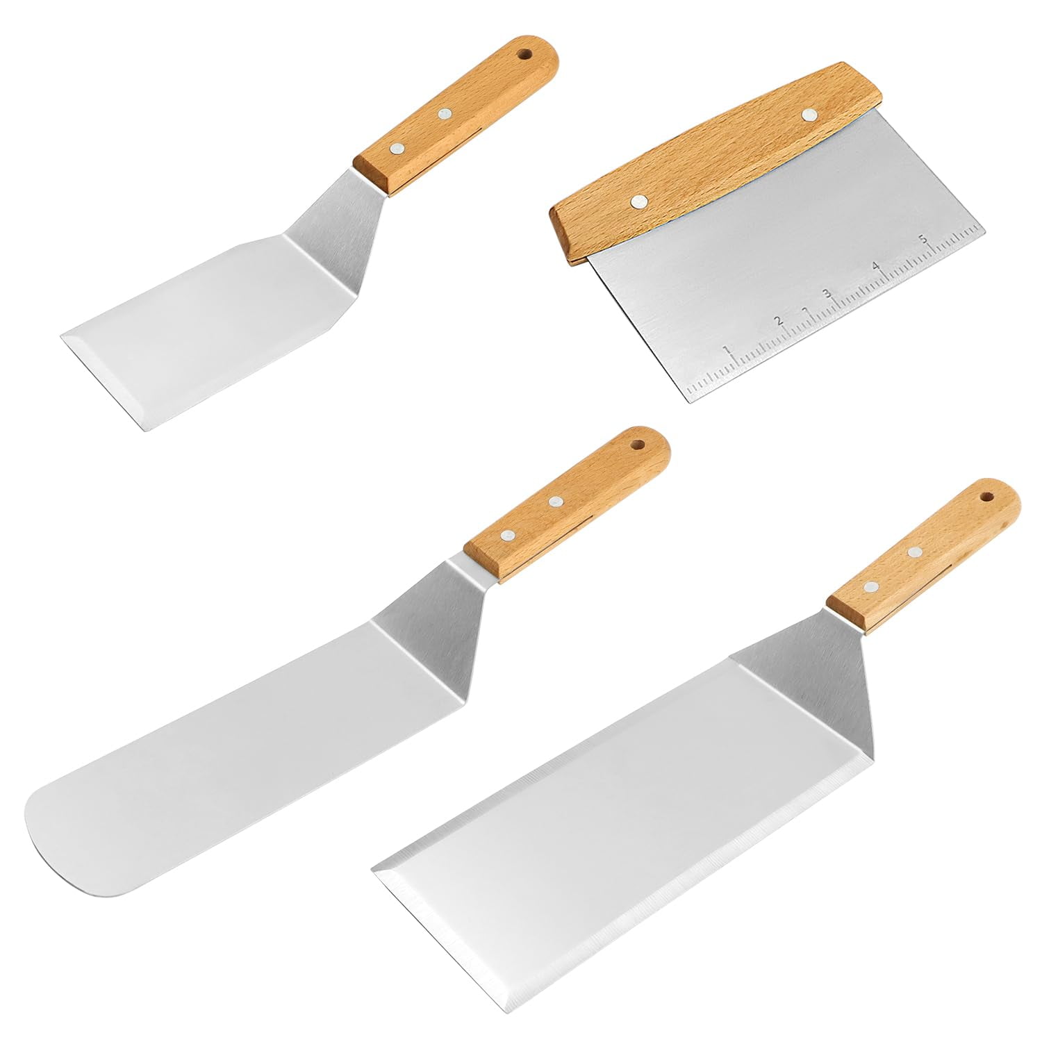 QWORK Stainless Steel Metal Spatula Set - Grill, Cooking, and Hamburger ...