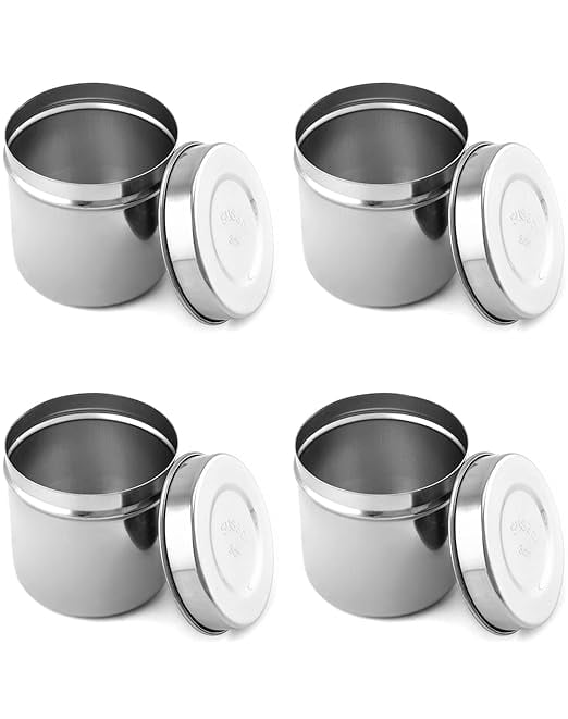 QWORK Stainless Steel Ointment Jar with Lid, 4 Pack Medical Container ...