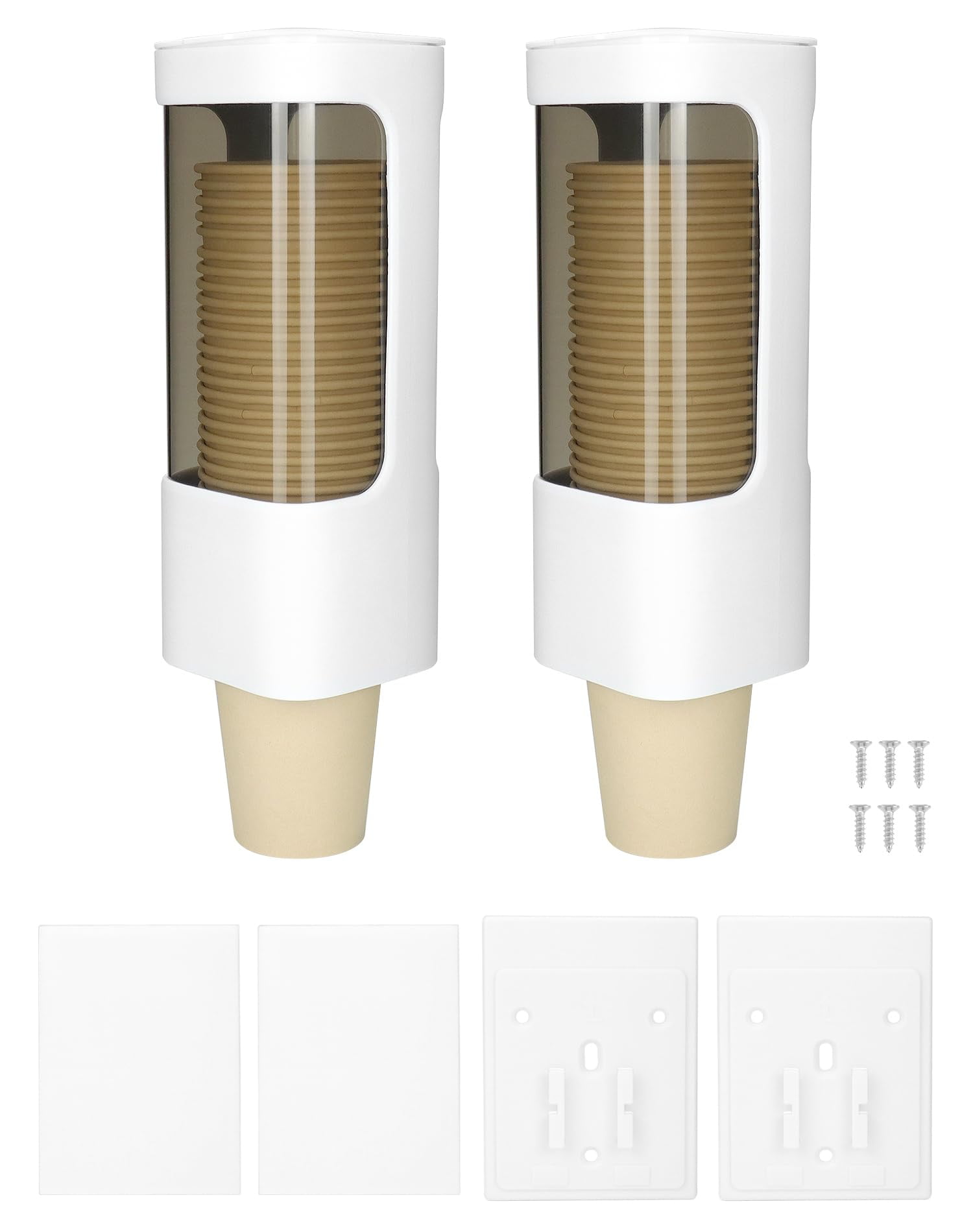 QWORK Wall Mount Paper Cup Dispenser, 2 Pack Convenient and Hygienic ...