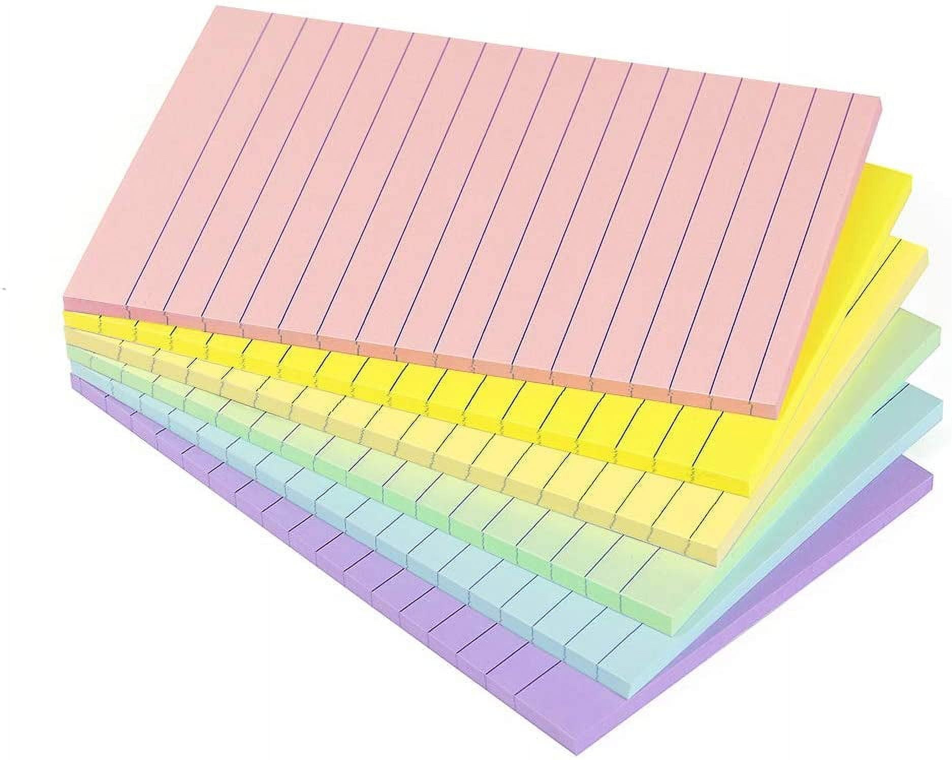 QWZNDZGR Lined Sticky Notes 4X6 in Pastel Ruled Post Stickies Colorful ...