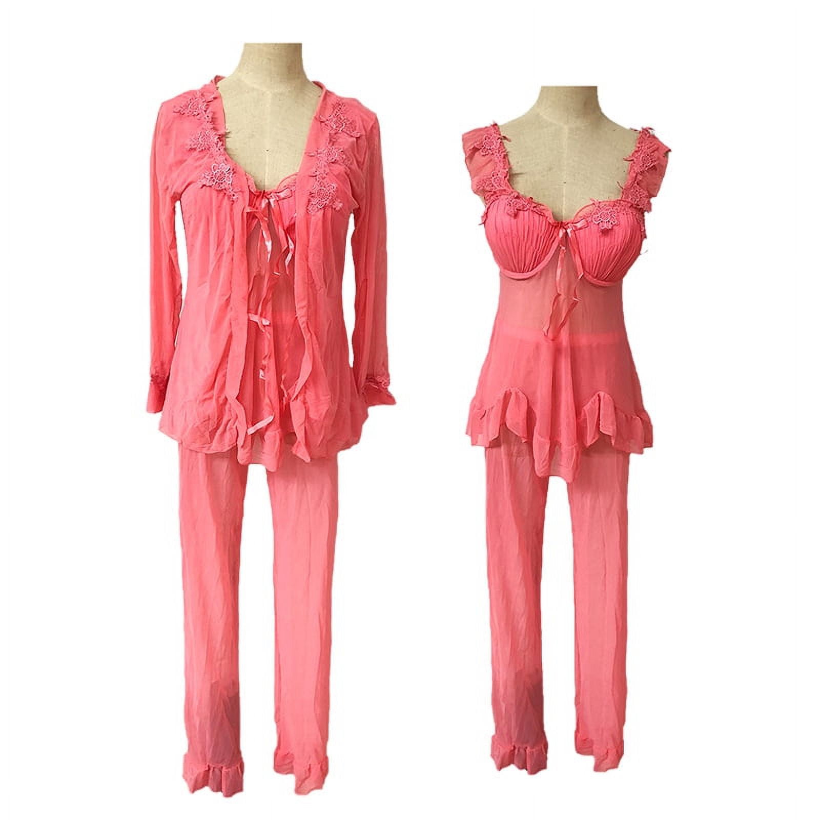 Qwzndzgr Sexy Pajamas Three Piece Lace Pajamas Sexy Underwear Processing Factory Price Non