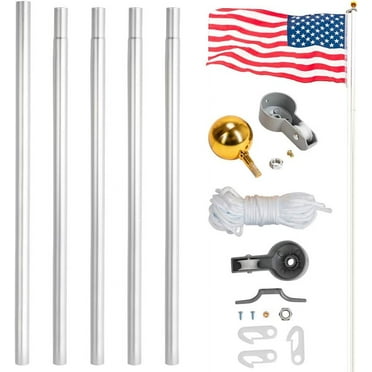 Yescom Upgraded 20ft Telescopic 16 Gauge Heavy Duty Aluminum Flag Pole ...