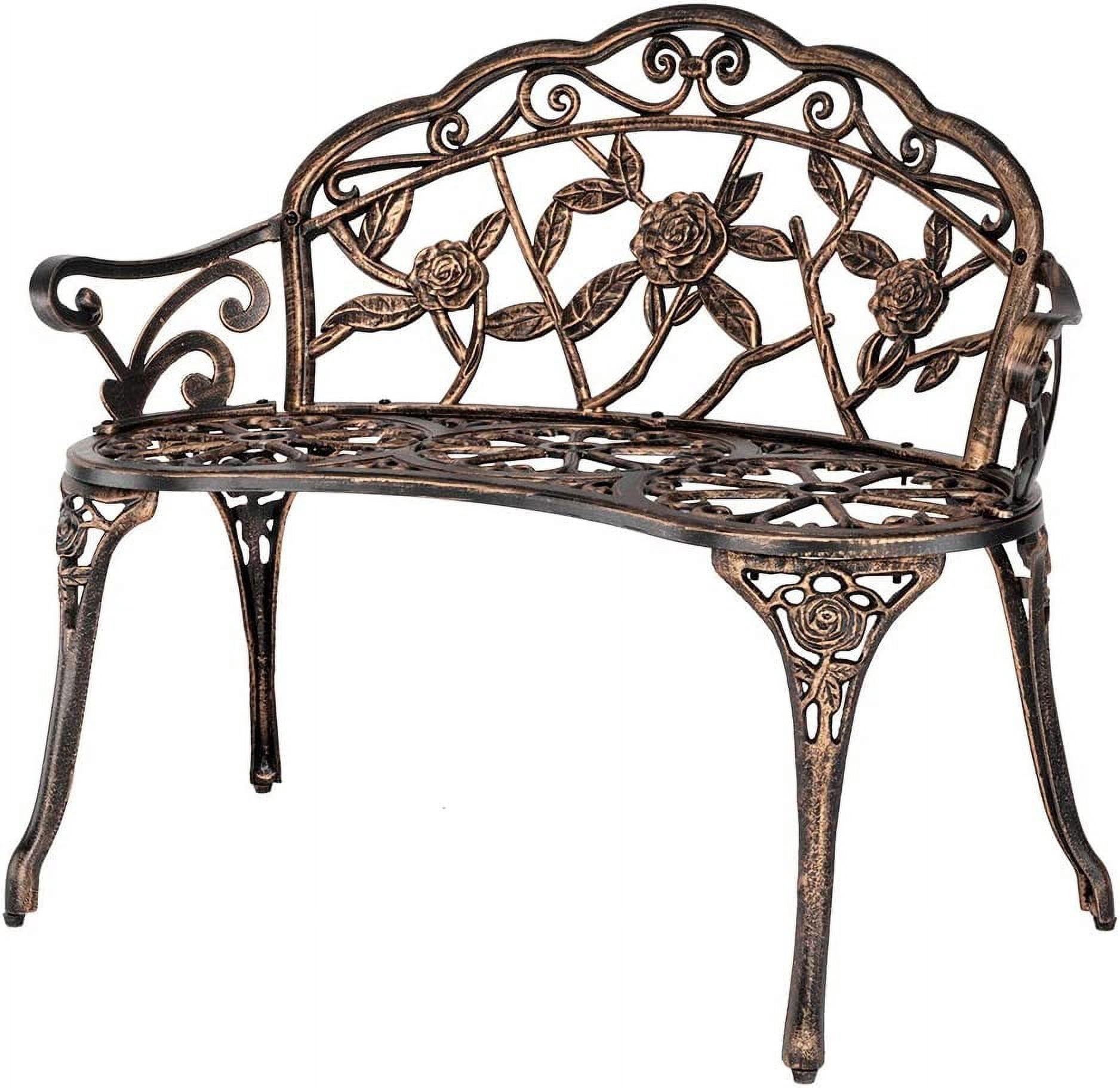 QXDRAGON 38.5" Patio Balcony Bench Double Seat, Anti-Rust Cast Aluminum ...