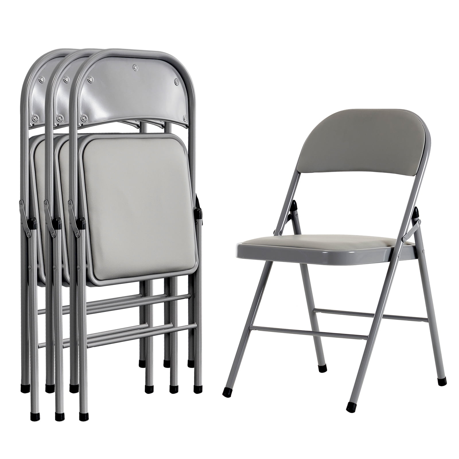 QXDRAGON 4-Pack Padded Folding Chair Portable Dining Chairs Heavy Duty ...