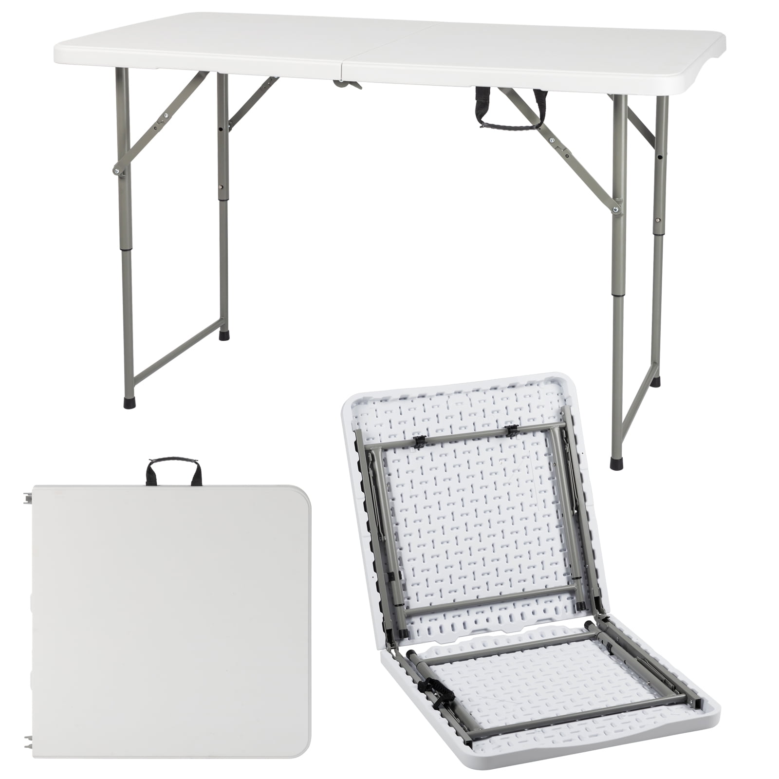 QXDRAGON 4FT Folding Table, Portable Foldable Table with Lock Function ...