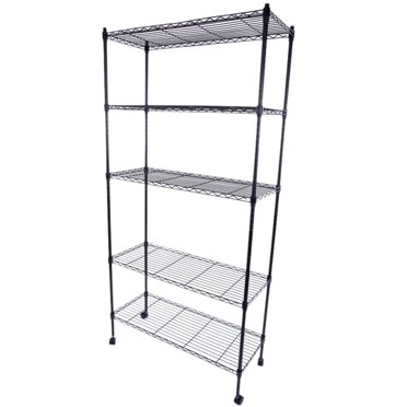 Pemberly Row Transitional Metal 4 Tier Folding Shelf Unit in Black ...