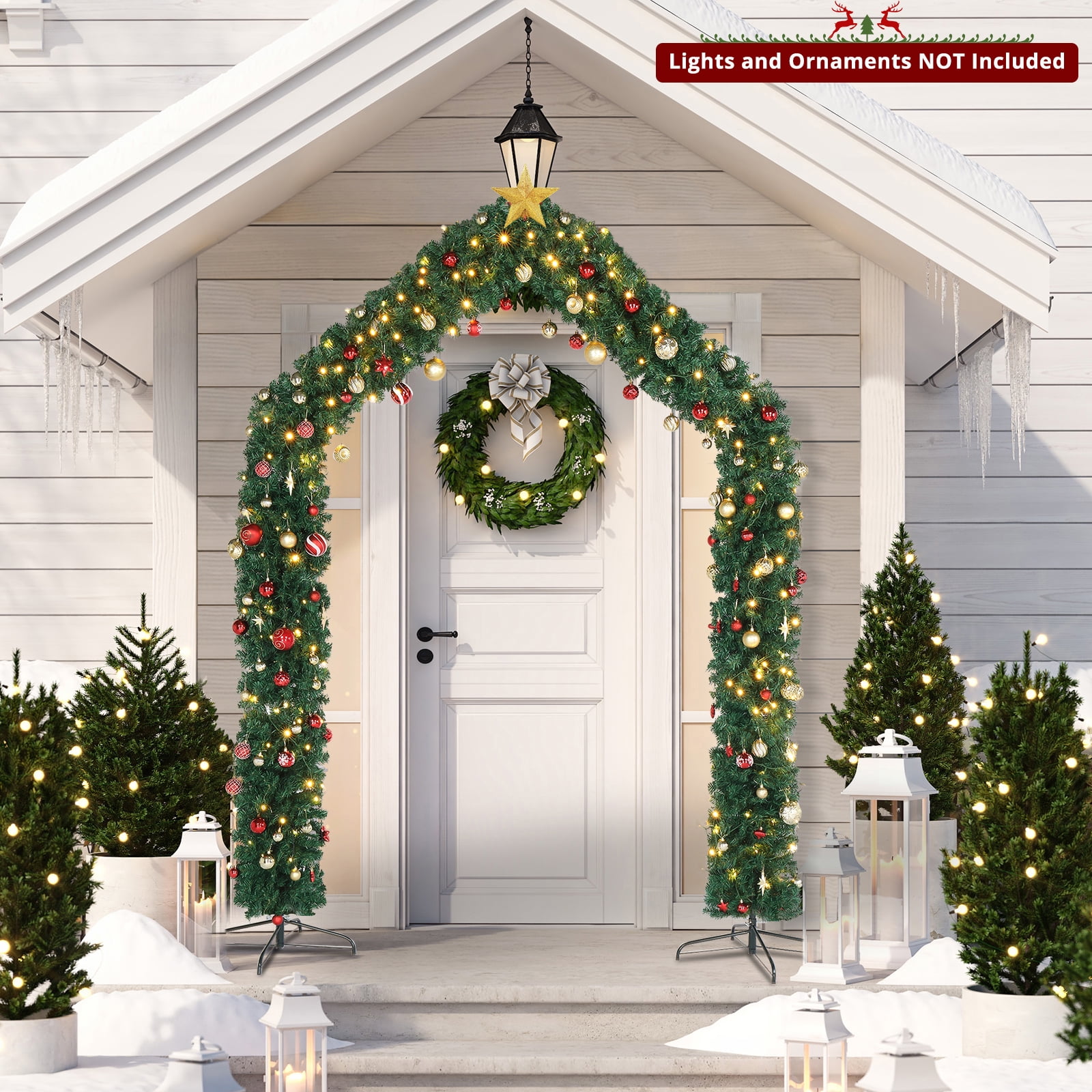 QXDRAGON Christmas Garland Christmas Tree Arch Archway 8.5ft Christmas ...