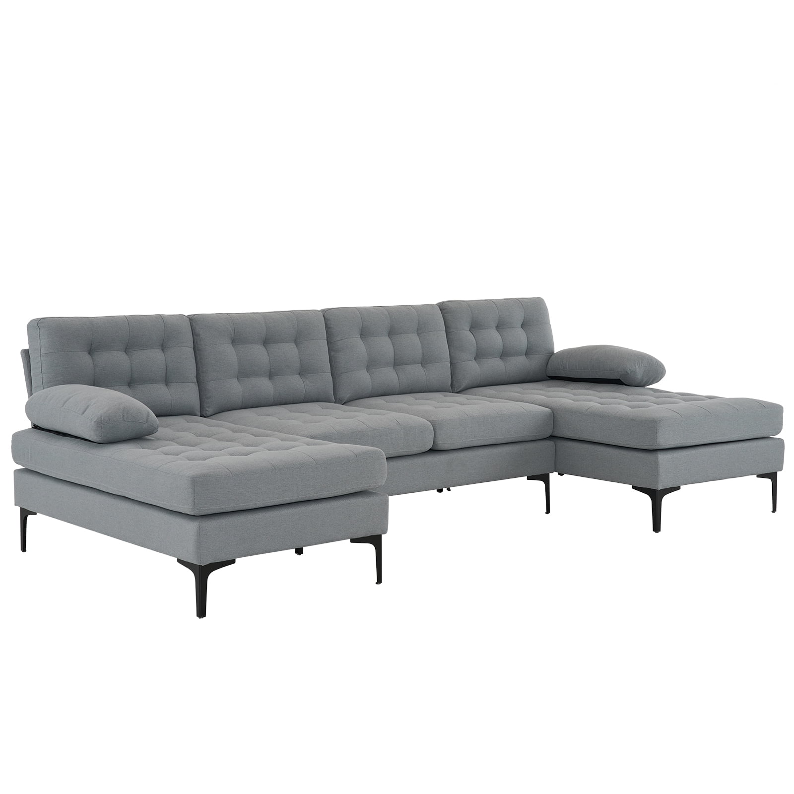 QXDRAGON Sectional Sofa, 6 Seats Tufted Linen Fabric Couch, U-Shaped ...
