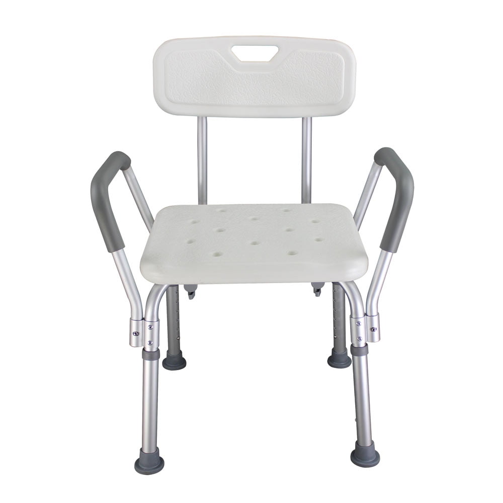 QXDRAGON Shower Chair Bath Seat with Back and Padded Armrests, Height ...