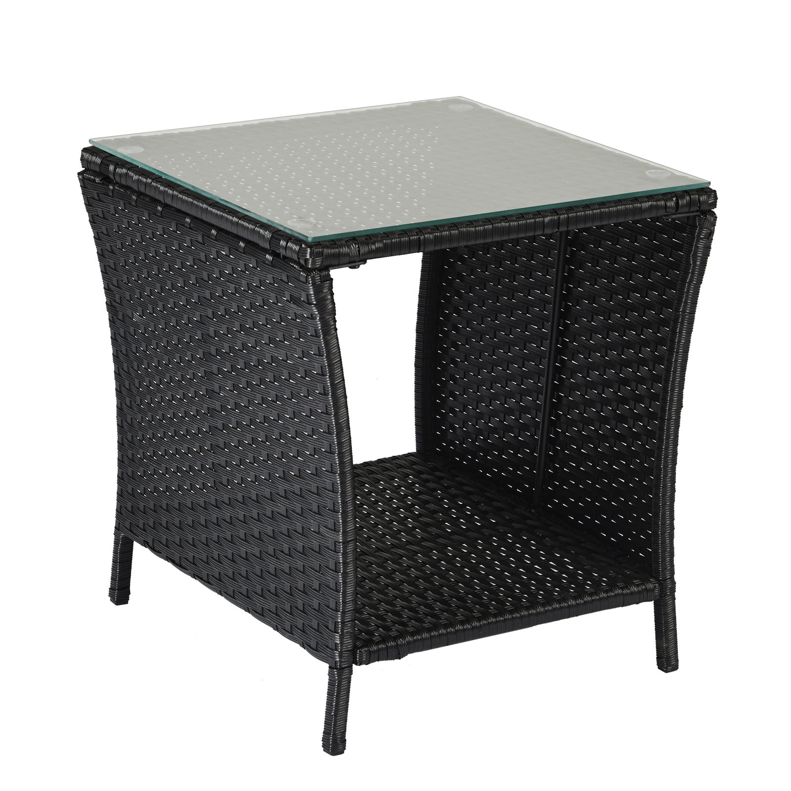 QXDRAGON Wicker Side Table, Rattan Coffee Bistro Table for Outoor ...