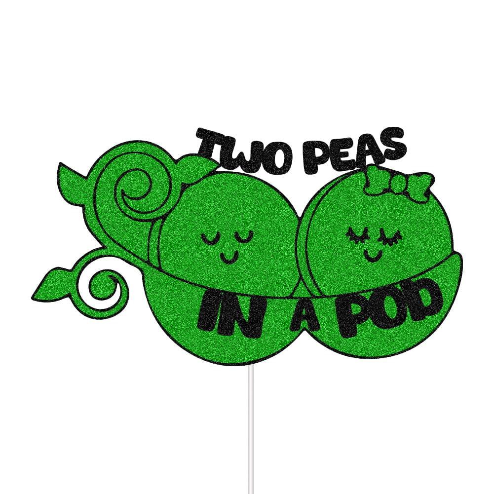 QXQXBA Two Peas AJH3 in a Pod Cake Topper, Pea Twins Cake Topper, Twins ...
