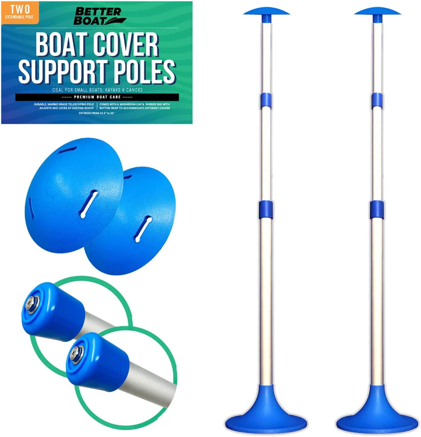 QY Boat Cover Support Poles 2 PK Support Systems - Two Adjustable Small ...