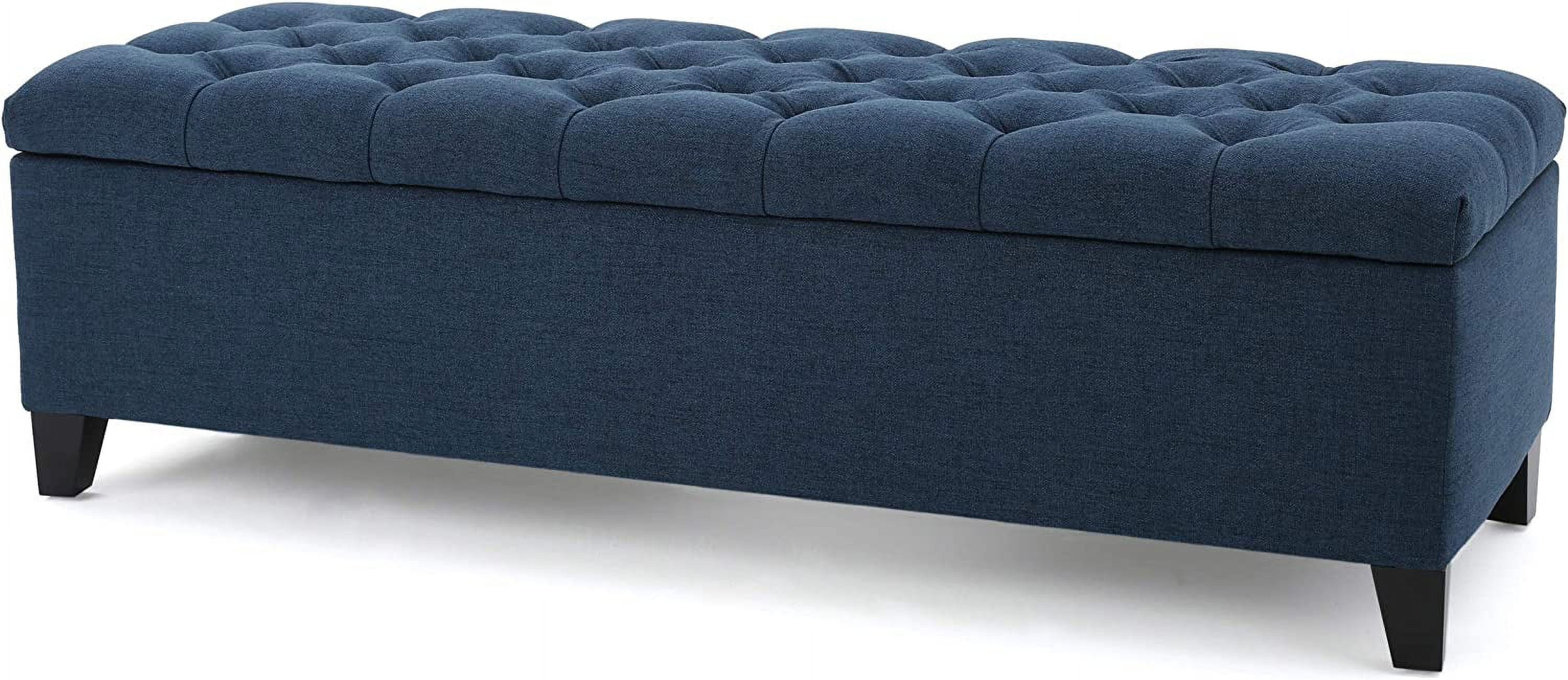 Qyang Ottilie Fabric Storage Ottoman Dark Blue 17 75d X 51 5w X 15