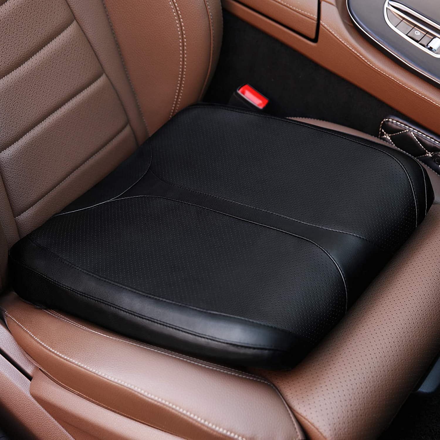 QYILAY Leather Car Memory Foam Heightening Seat Cushion for Short ...