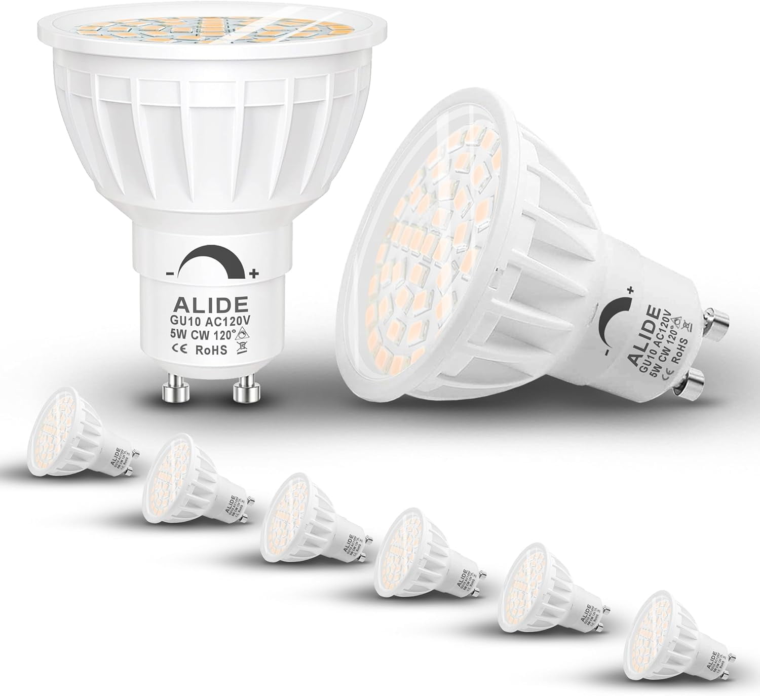 QYONG-5W Dimmable Gu10 Led Bulbs 5000K Daylight White,Two Prong Replace ...