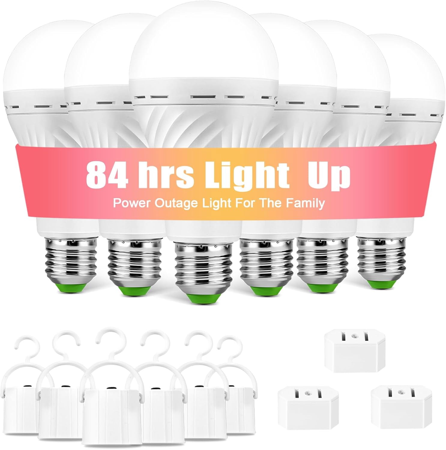 QYONG-6 Pack Rechargeable Emergency Light Bulbs, Battery Powered Led ...