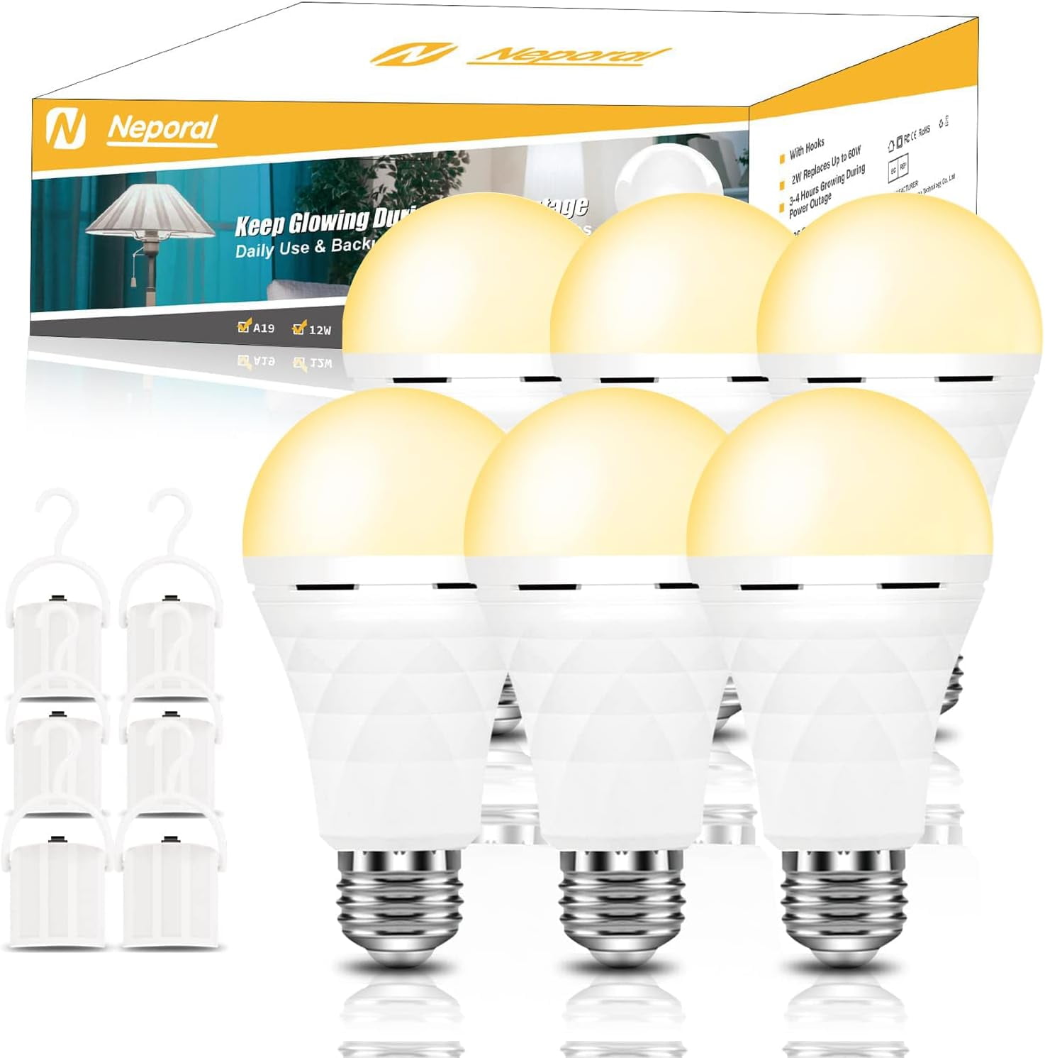 QYONG-A19 Rechargeable Light Bulbs, Socket Rechargeable Emergency Light ...
