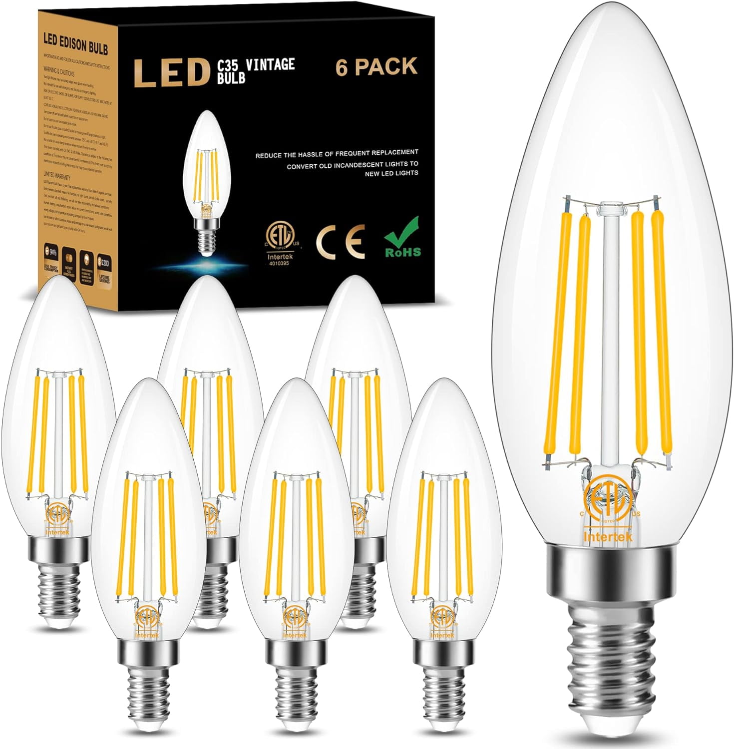 QYONG-E12 Base 3000K Led Light Bulbs Dimmable, Soft White Candelabra ...