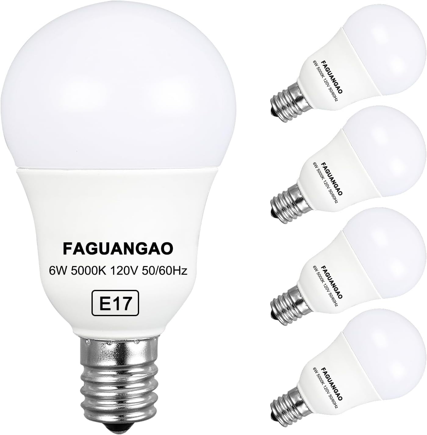 QYONG-E17 Intermediate Base Led G14 Bulbs, 6W 60W Equivalent, 5000K Daylight, 600Lm,Globe Light ...