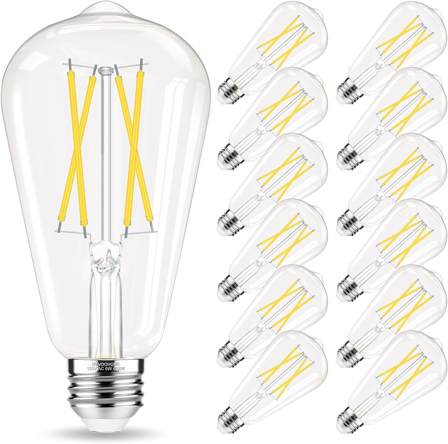 QYONG-Edison Bulbs 60 Watt Led, E26 Led Bulb Non-Dimmable, 4000K ...