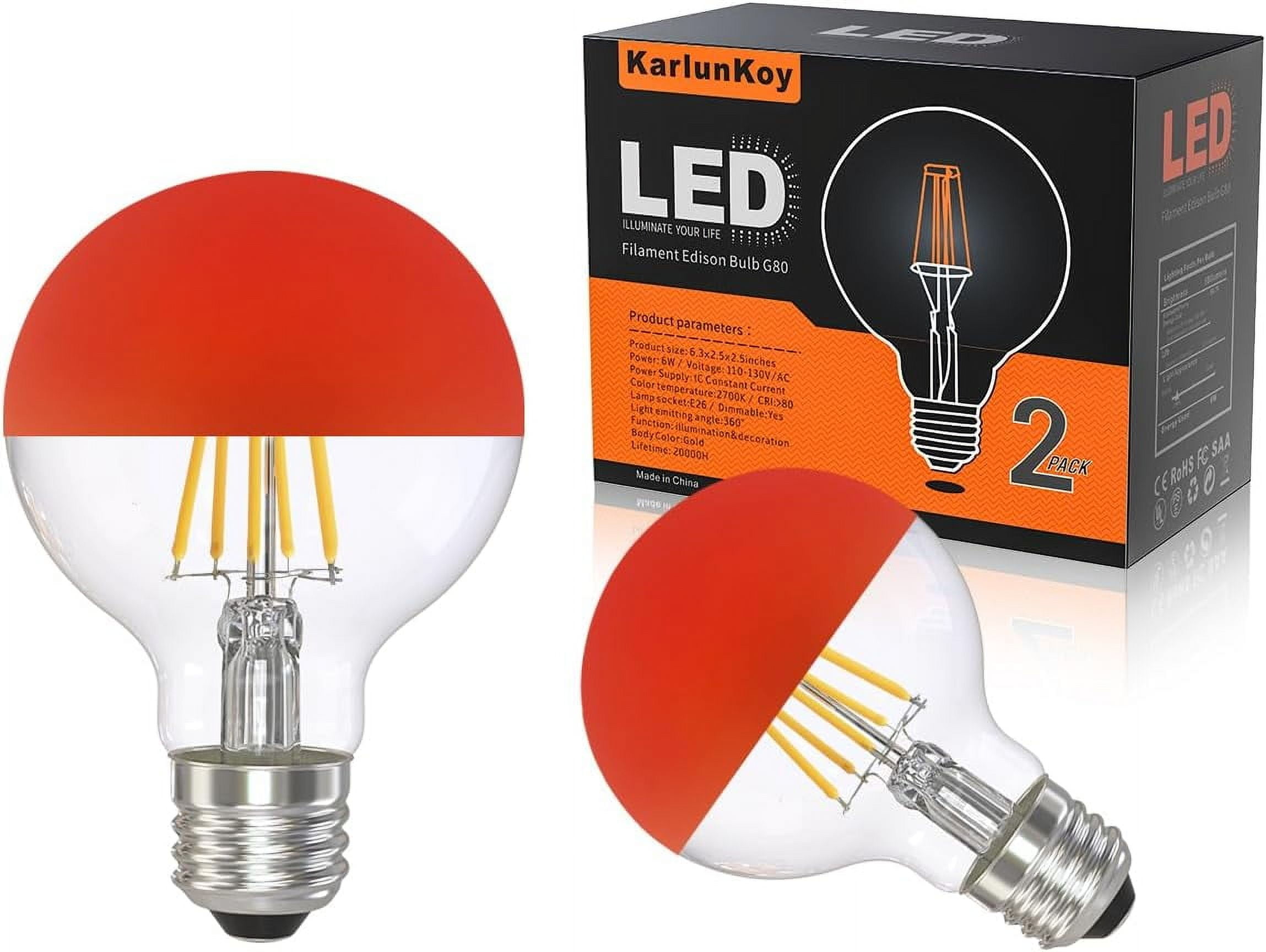 QYONG-Half Chrome Light Bulbs,Half Orange Tipped Dimmable 6W ...