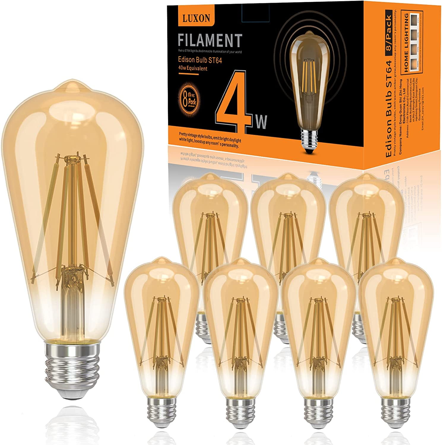 QYONG-Led Edison Bulbs,4Watt(Equivalent 40W),Dimmable,4000K Daylight ...