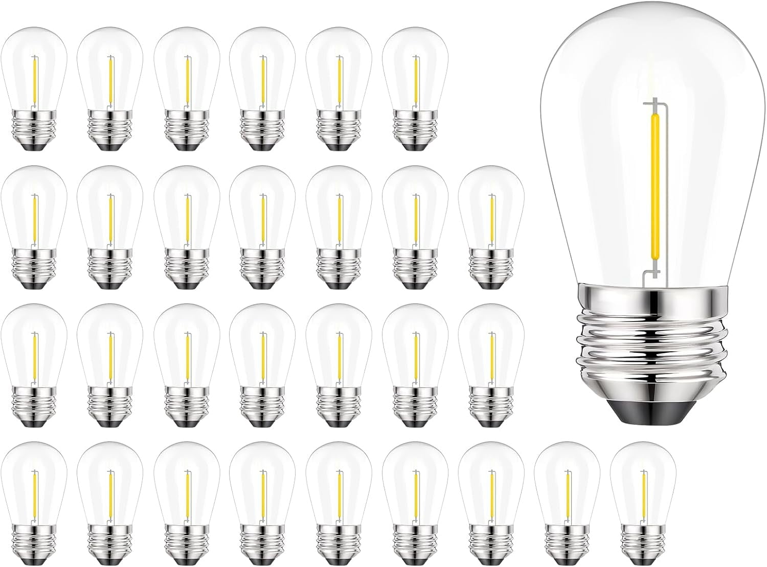 QYONG-Replacement Bulbs For Outdoor String Lights, 30 Pack S14 Led Bulbs For Patio, E26 Base 1W ...