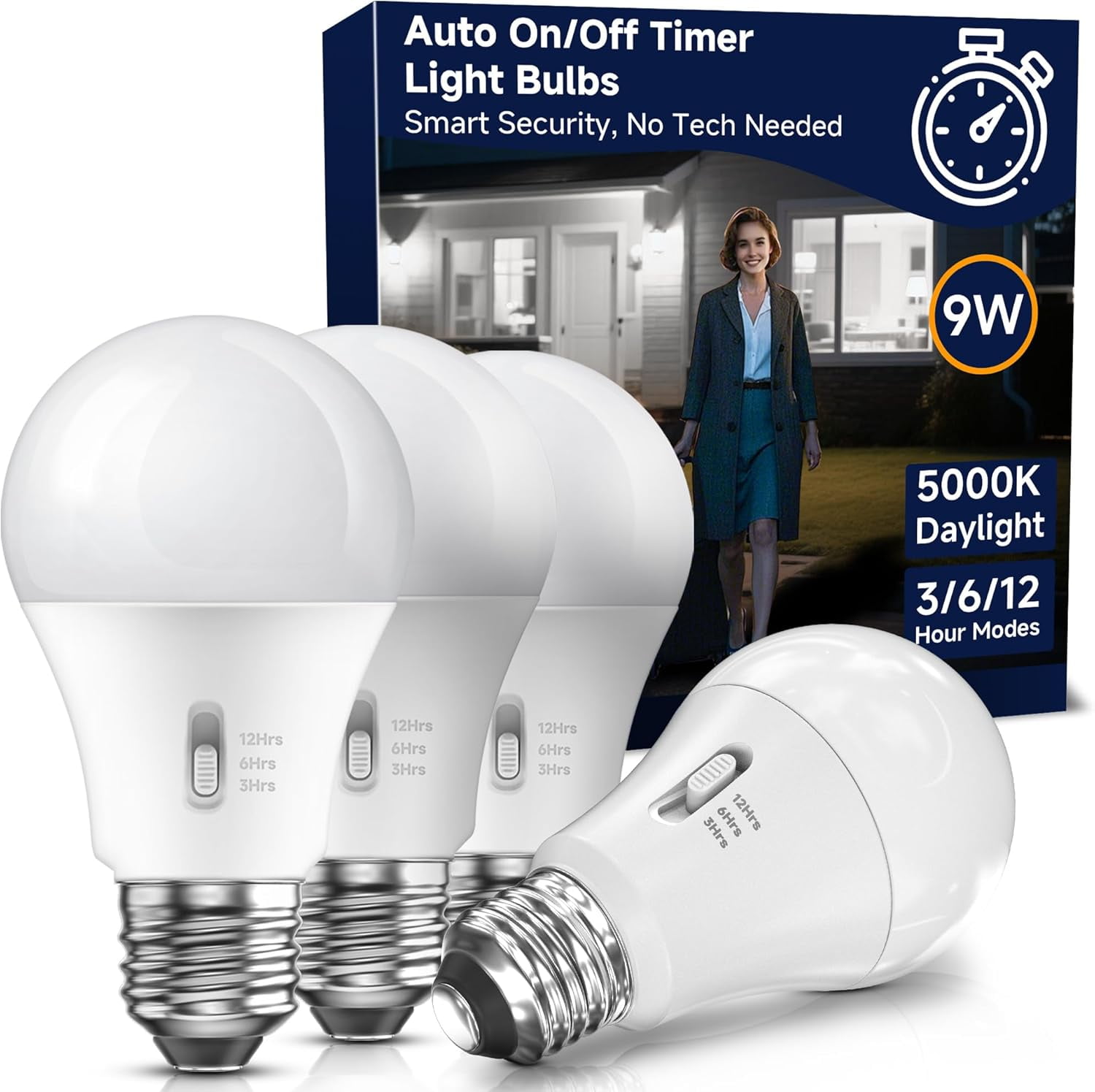 QYONG-Timer Light Bulb Indoor: 9W (60W Equivalent) Led Bulb, 5000K ...