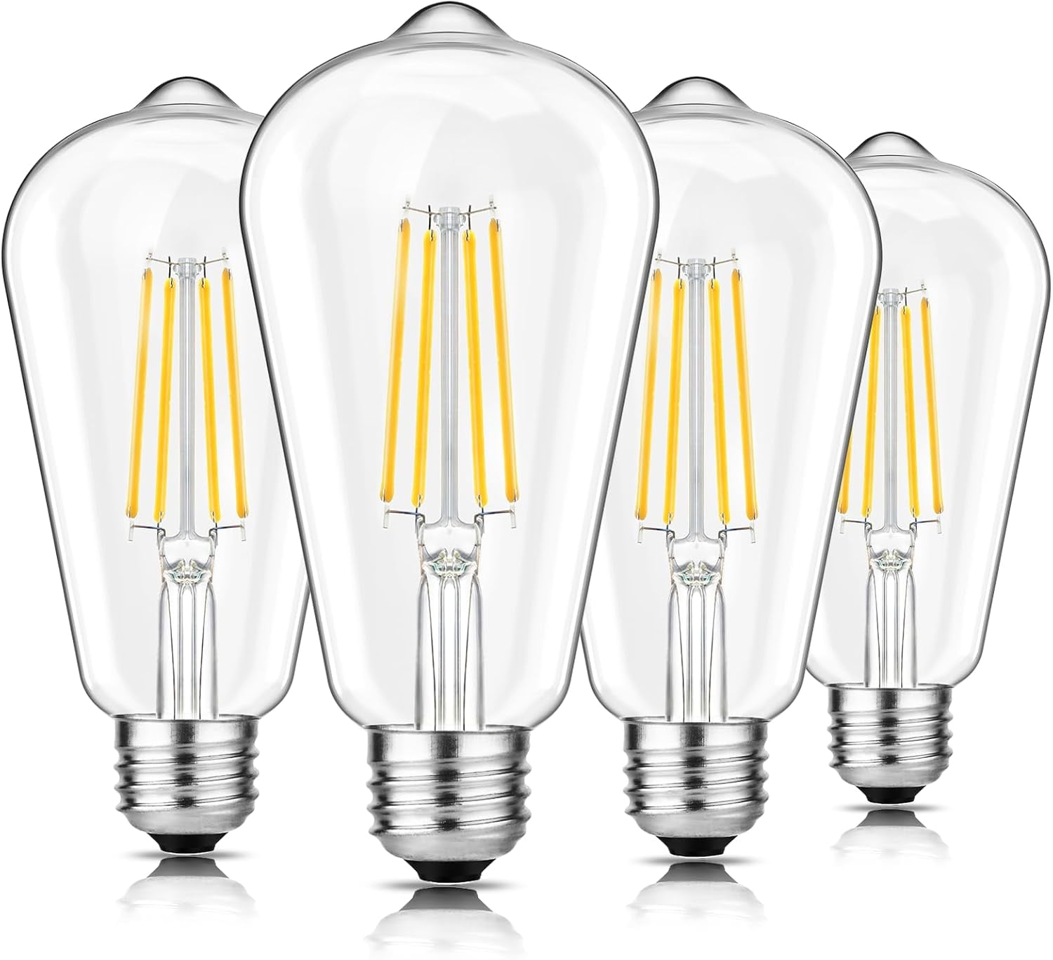 QYONG-Vintage Led Edison Bulbs 60W Equivalent, 6W St58 4000K Neutral ...