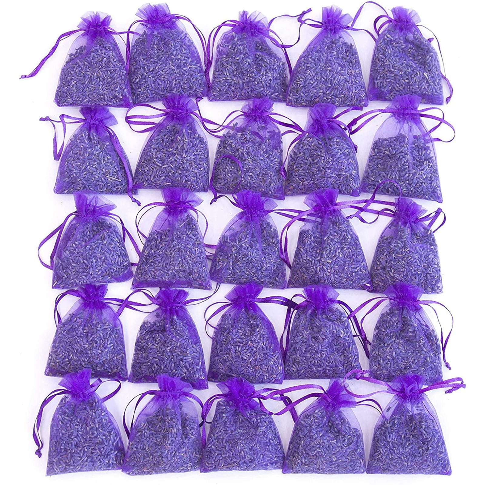 QYROS Lavender Sachets 24 Pack, Natural Dried Lavender Fragrance Bags ...