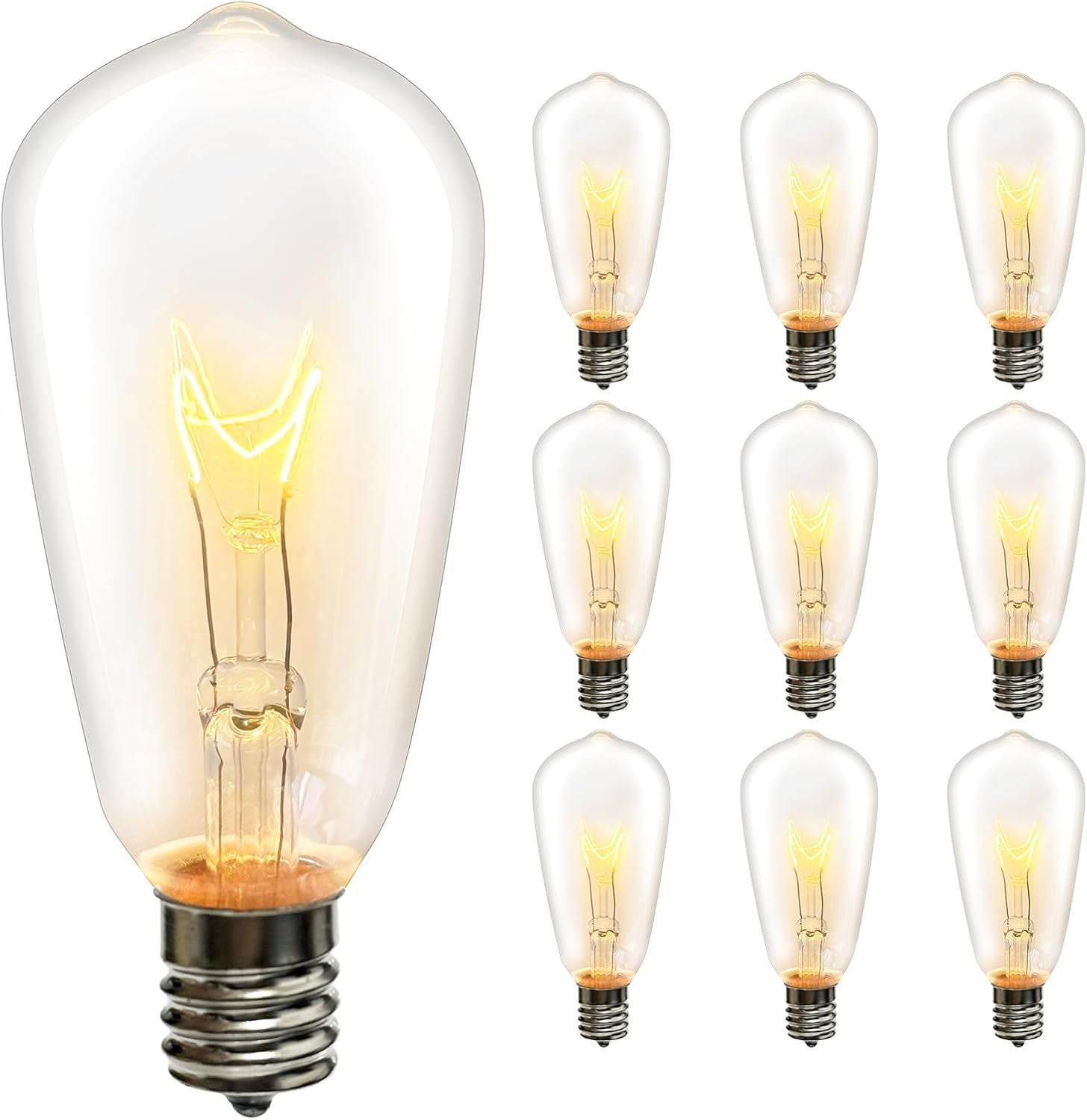 QYUN-10 Pack Edison Light Bulbs, St40 Clear Incandescent String Light ...