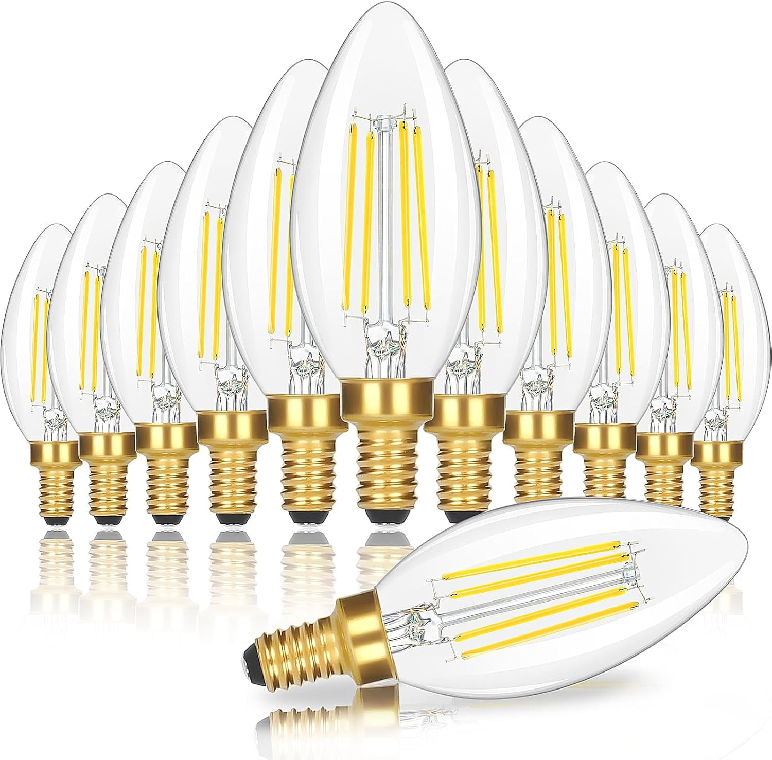 QYUN-12-Pack Dimmable E12 Candelabra Led Light Bulbs 60 Watt Equivalent ...