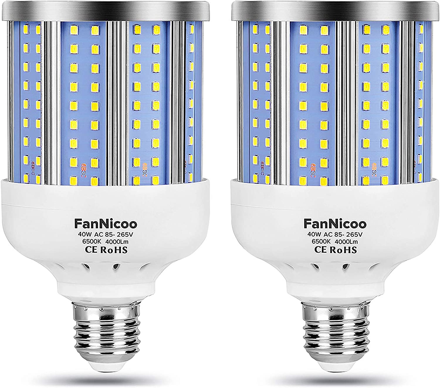 QYUN-2 Pack 280W Equivalent Led Corn Light Bulb, 4000 Lumen 6500K Cool White Daylight 40W Led ...