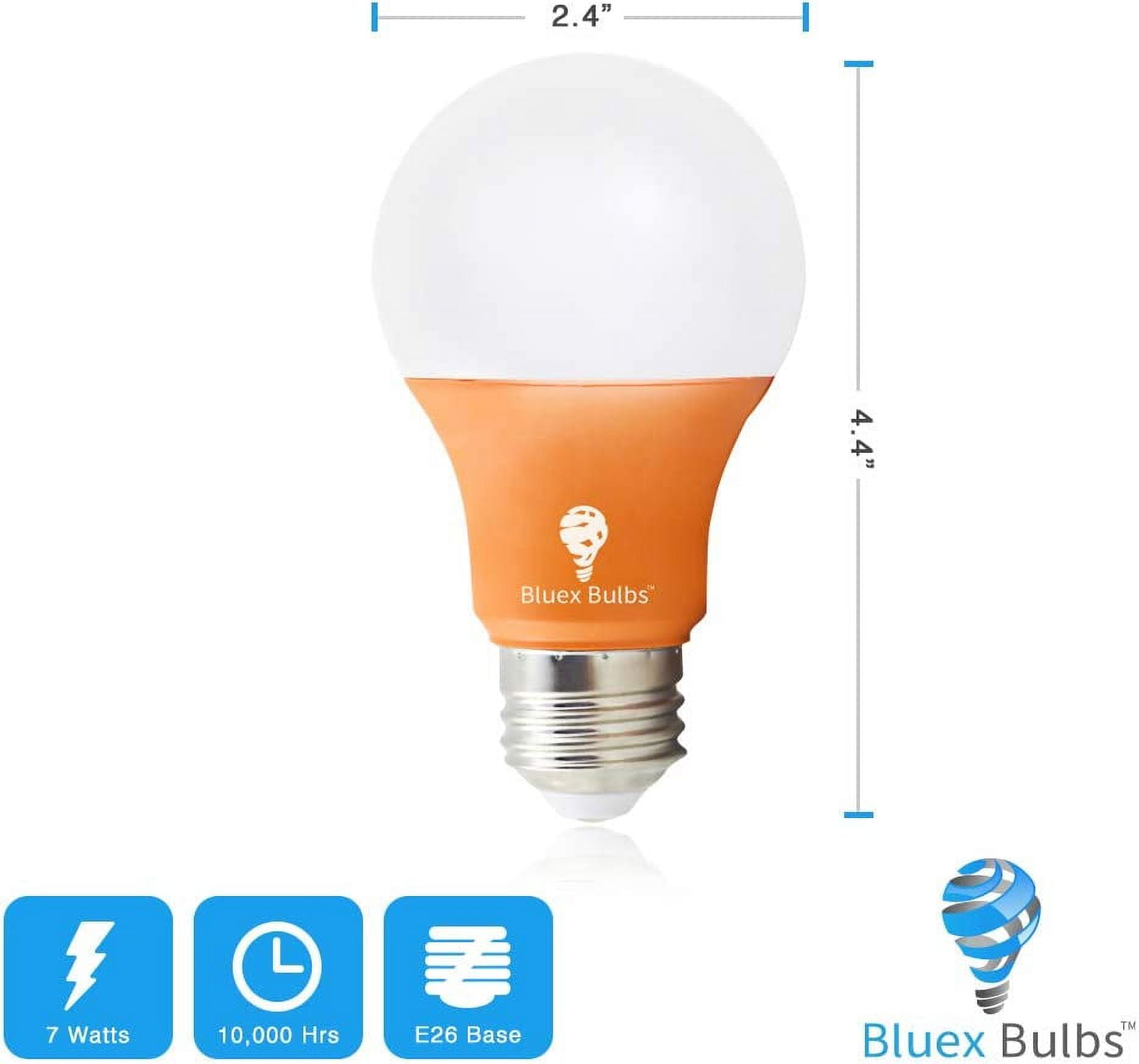 QYUN-2 Pack BlueX LED A19 Orange Light Bulb - 7W (50Watt Equivalent ...