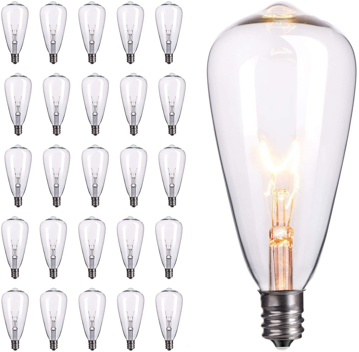 QYUN-25-Pack Edison Replacement Light Bulbs,7-Watt E12 Candelabra Base ...