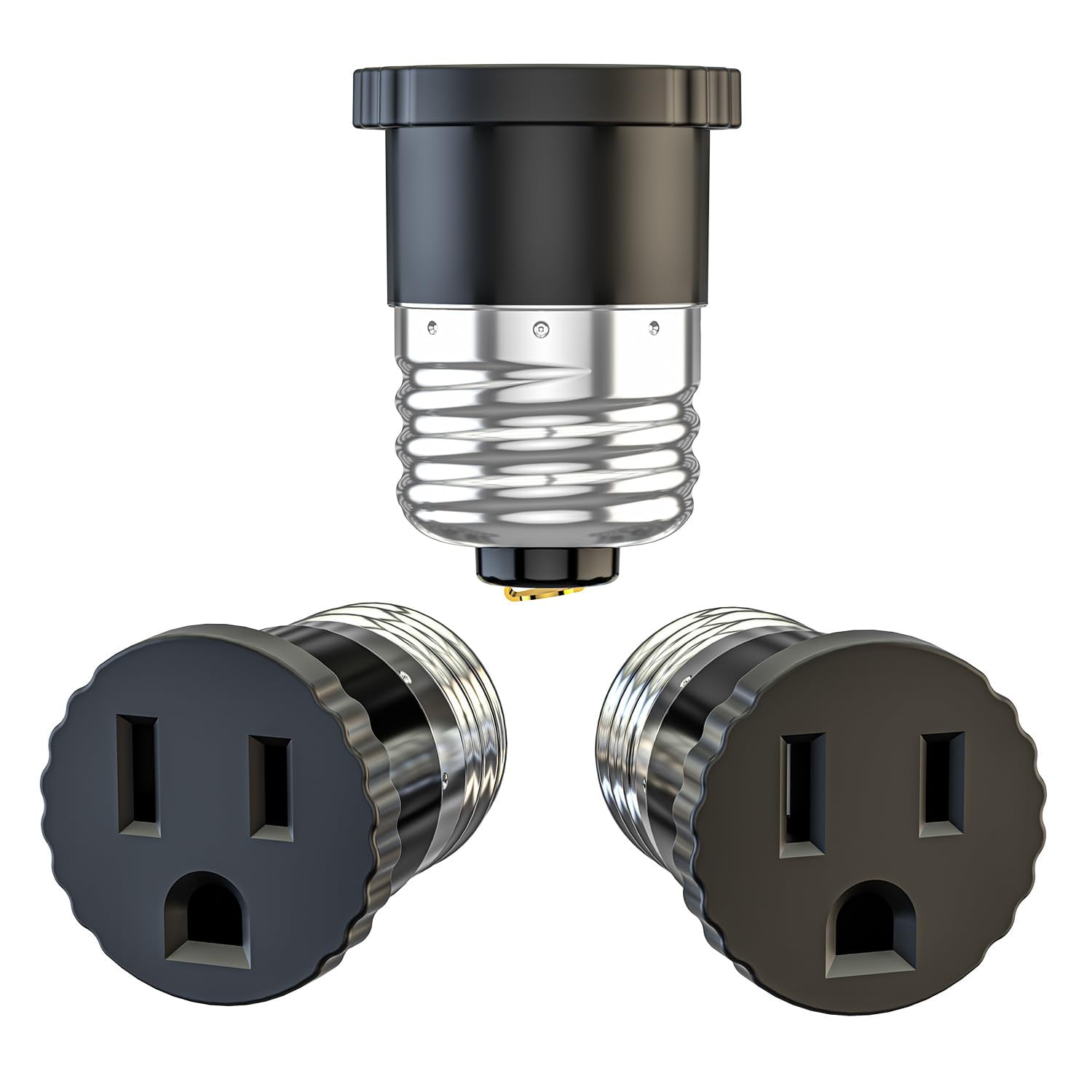 QYUN-3 Pack, Light Socket To Plug Adapter, Light Bulb Socket Convert To ...