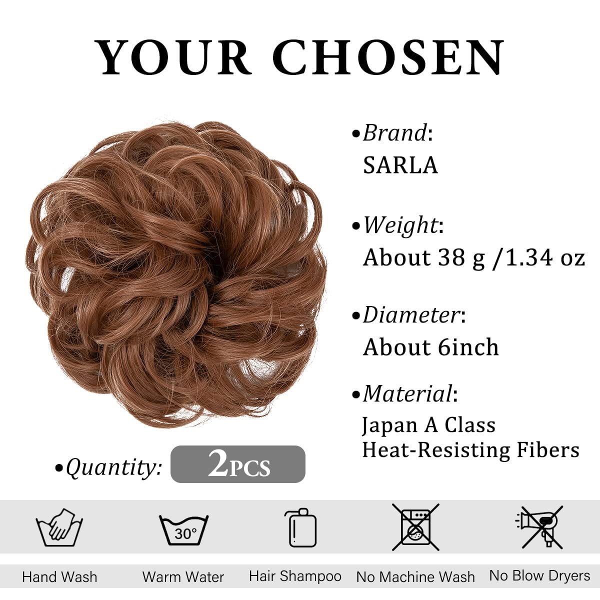 FGERFE-2PCS Messy Hair Bun Hair Pieces Wavy Curly Synthetic Updo Fake ...