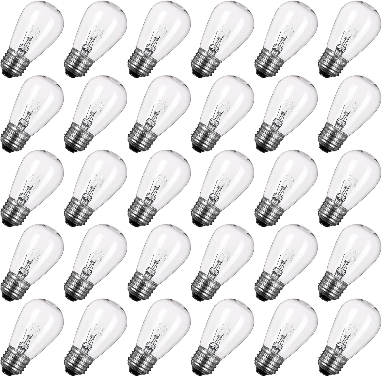 QYUN-30 Pack S14 Clear Bulbs 11 Watt Warm Replacement Incandescent ...