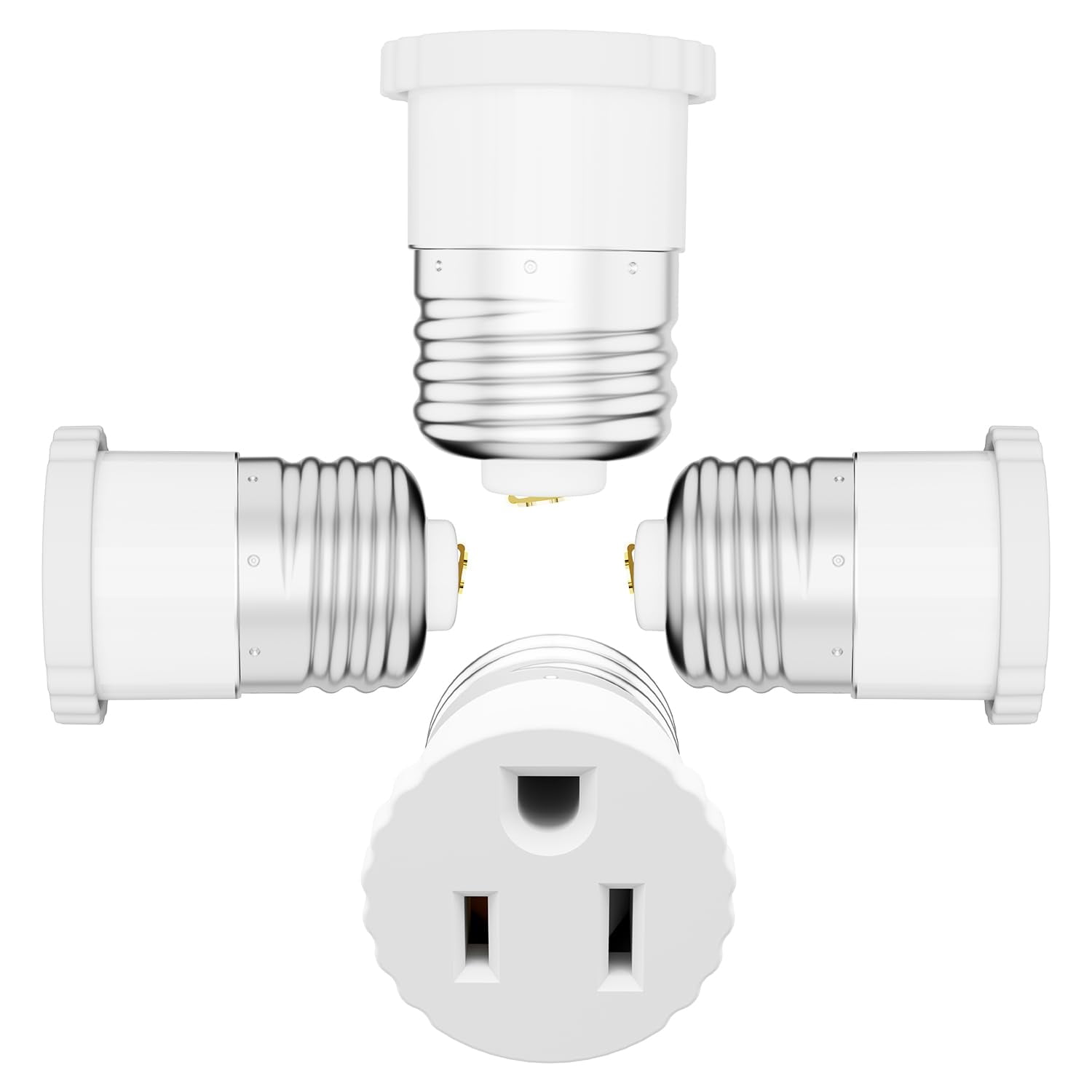 QYUN-4 Pack, Light Socket To Plug Adapter, Convert Light Bulb Socket To ...