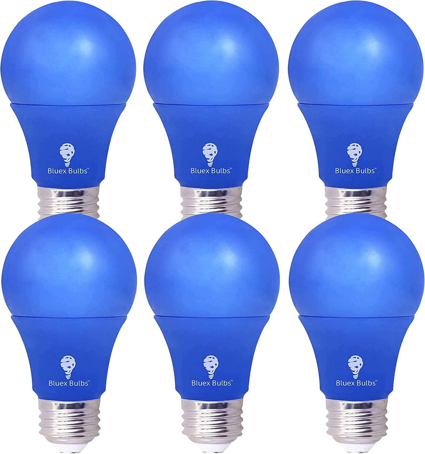 QYUN-6 Pack Bluex Led A19 Blue Light Bulb - 9W (60Watt Equivalent ...