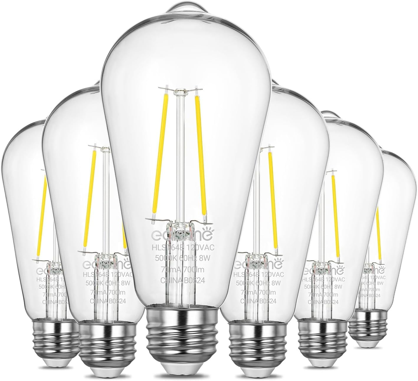 QYUN-6 Pack Dusk To Dawn Led Outdoor Light Bulb, Vintage Styled St64 Led Edison Filament Bulb ...