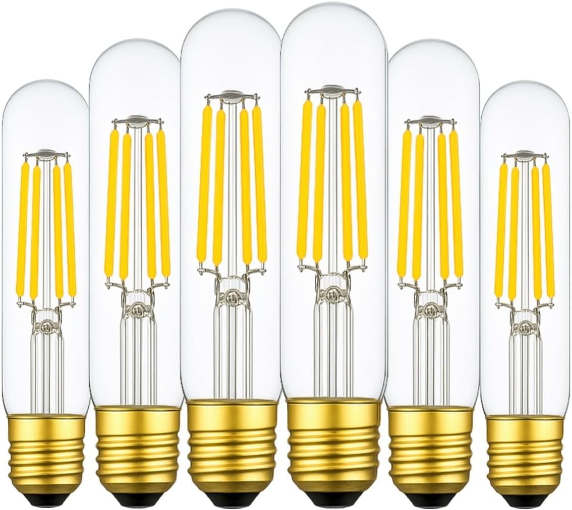 QYUN-6 Pack T10 Tube Light Bulb,Led Edison Bulbs Warm White 2700K,E26 ...