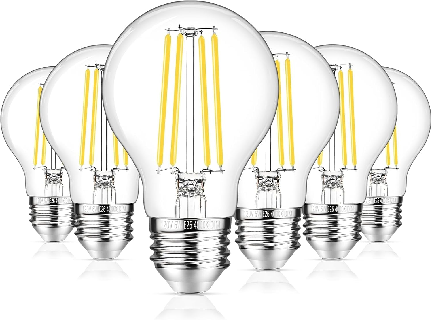 QYUN-60W Equivalent E26 Led Bulb Dimmable, 850Lm Edison Light Bulbs Neutral White 4000K Clear ...