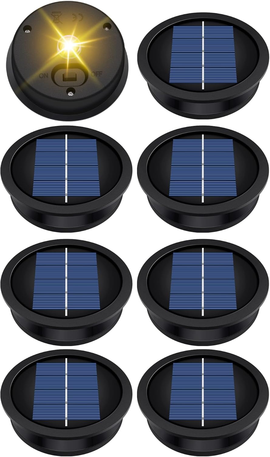 QYUN-8 Pack Solar Light Replacement Tops(3.23 Inch Top, 2.83 Inch ...