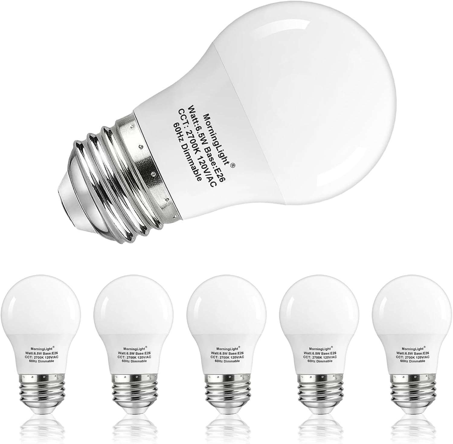 QYUN-A15 Led Ceiling Fan Light Bulb, E26 Led Bulb 6.5W Equivalent 60 Watt Dimmable Light Bulbs ...