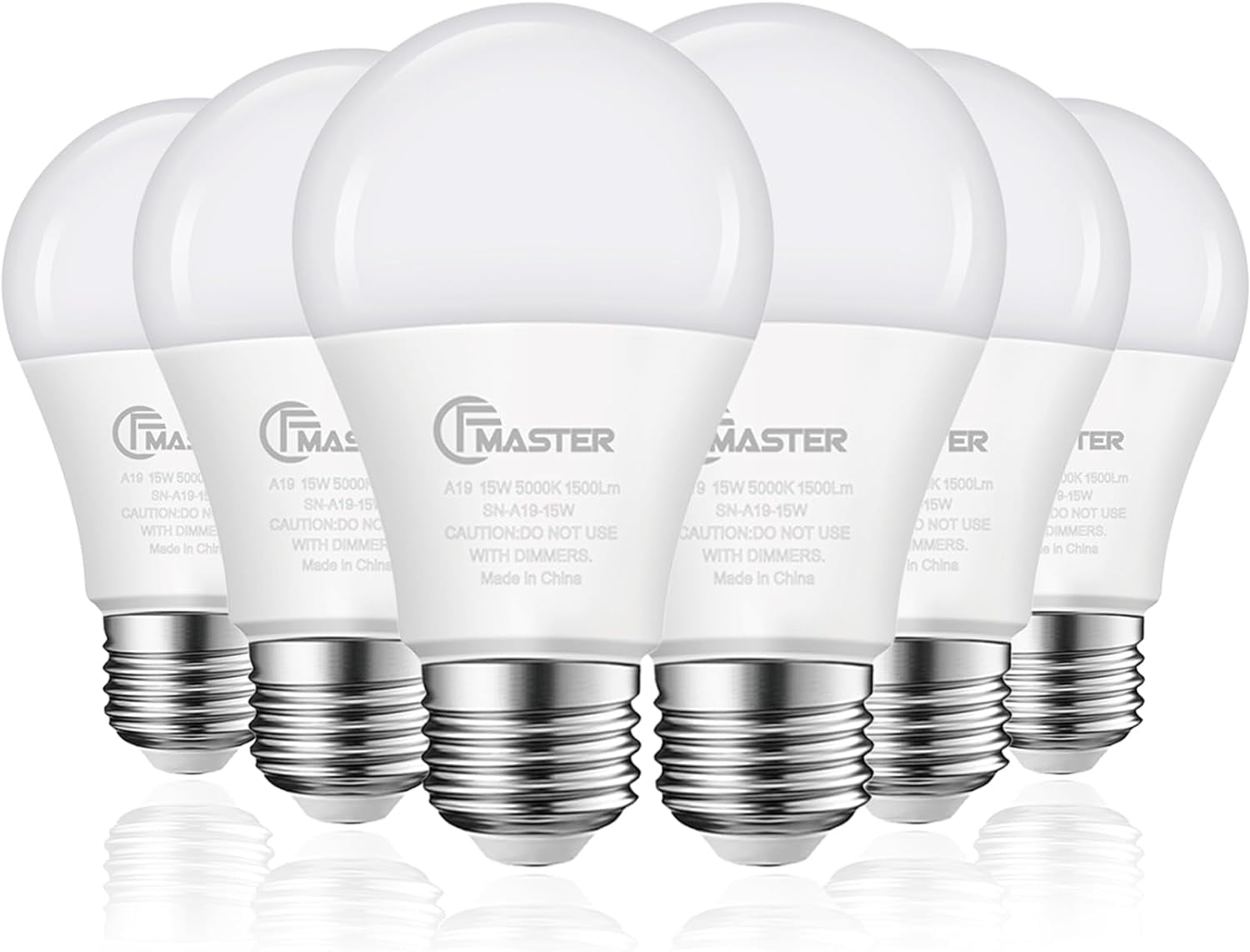 QYUN-A19 Led Light Bulb, 100W Equivalent Light Bulbs, 15W 5000K Daylight, 1500 Lumens, Non ...