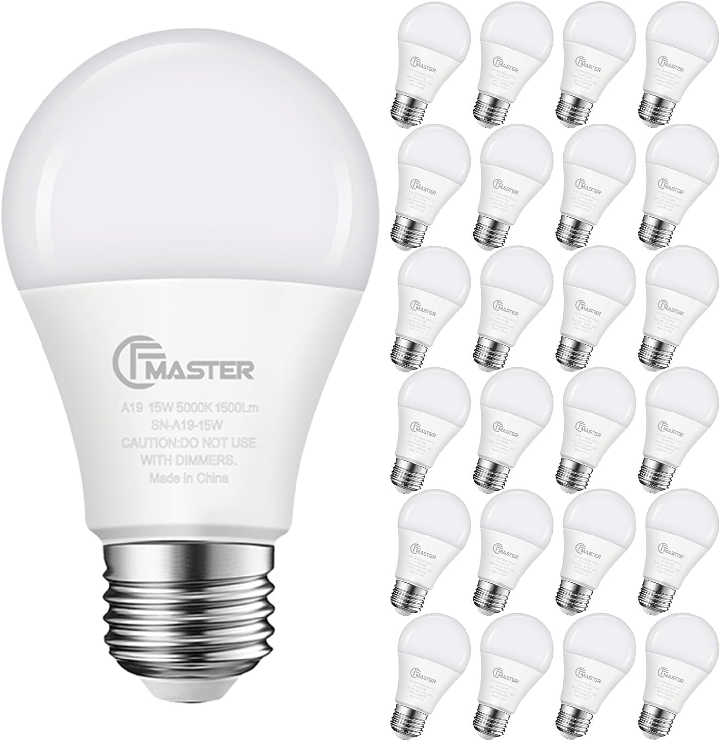 QYUN-A19 Led Light Bulb, 100W Equivalent Light Bulbs, 15W 5000K ...
