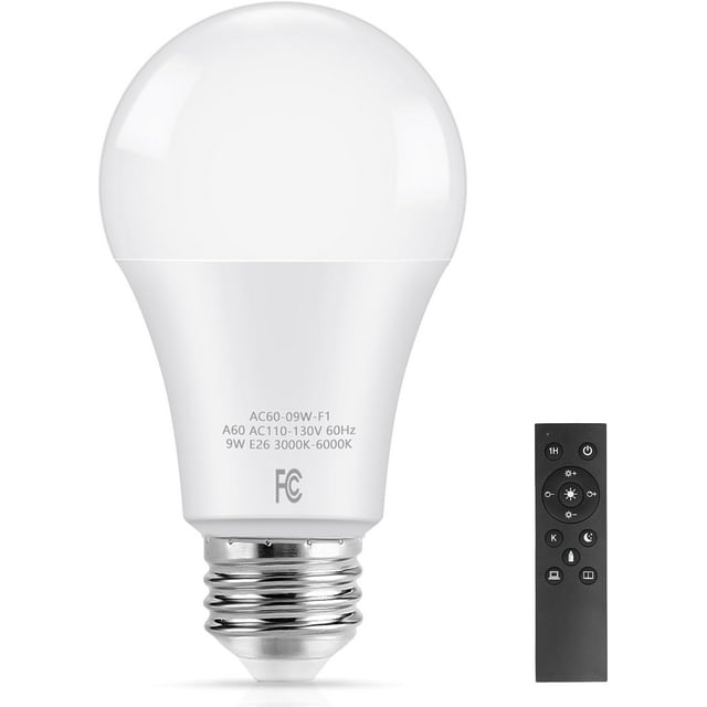 QYUN-A19 Led Light Bulb With Remote Control, 900Lm 9W Led Bulb 60Watt Equivalent, Stepless ...